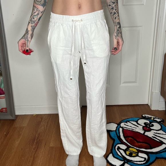 Love Tree | Pants & Jumpsuits | Love Tree White Linen Pants Midlow Rise ...